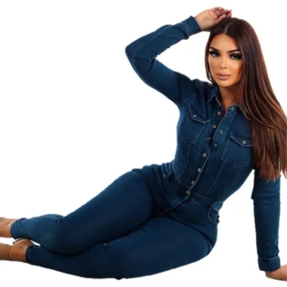 Other | Dark Denim Blue Vintage Romper | Poshmark